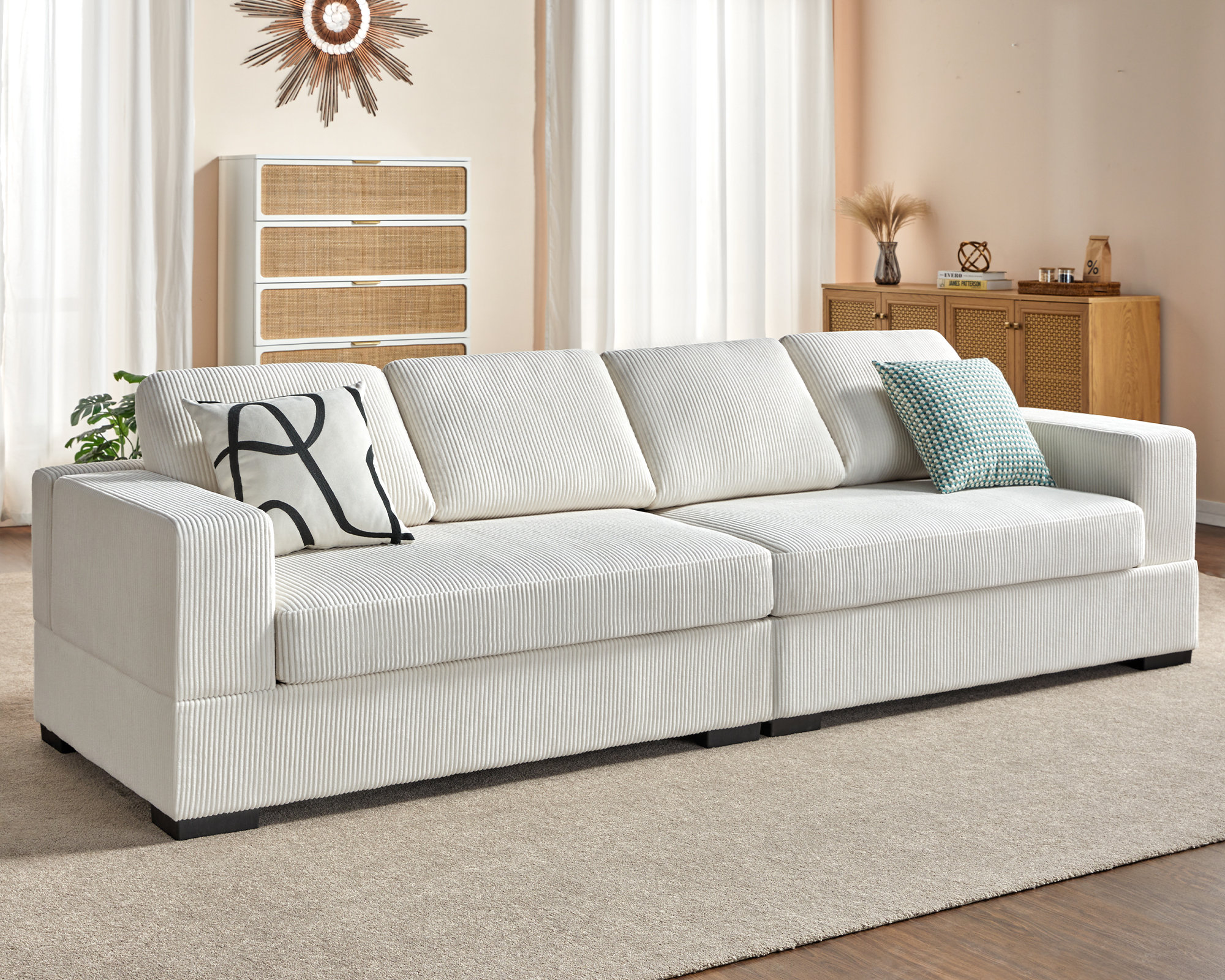 Hokku Designs Birkley 112'' Corduroy Sofa & Reviews | Wayfair