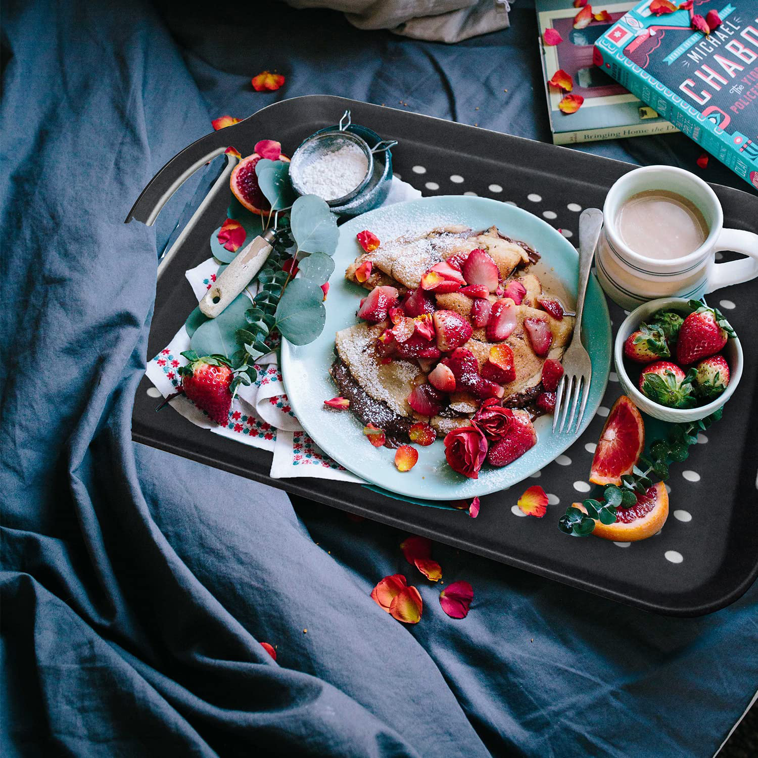 Prep & Savour Large Anti-Slip Dinner Plates, Rectangular, With Handles ...