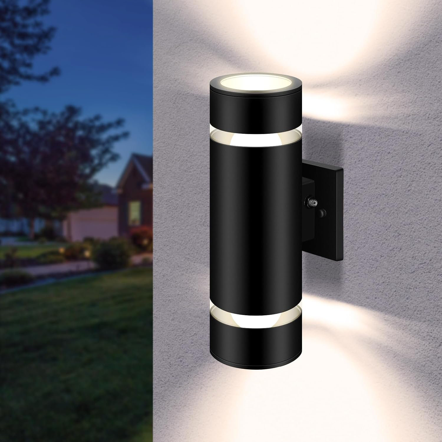 Hokku Designs Dusk To Dawn Outdoor Wall Light With Up And Down Lighting ...