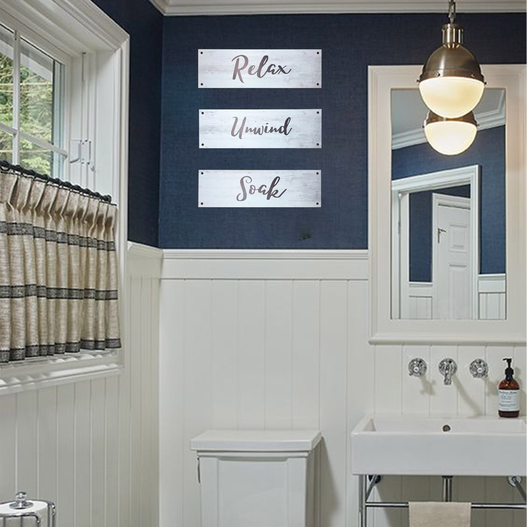 Gracie Oaks Rustic bathroom wall décor wood sign relax soak unwind sign ...