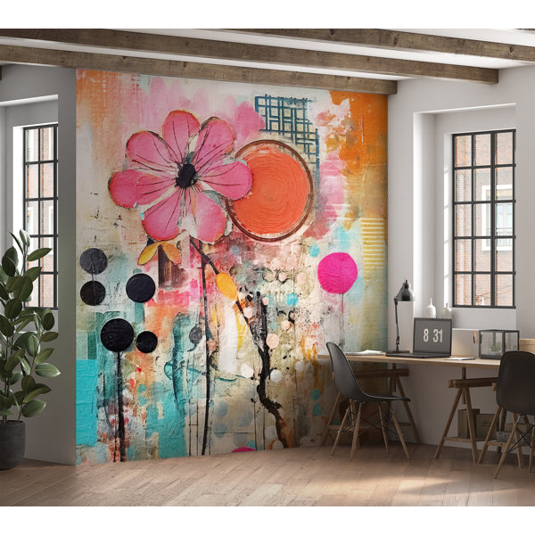 East Urban Home Peel & Stick Art Wall Mural - Mixed Media Floral | Wayfair