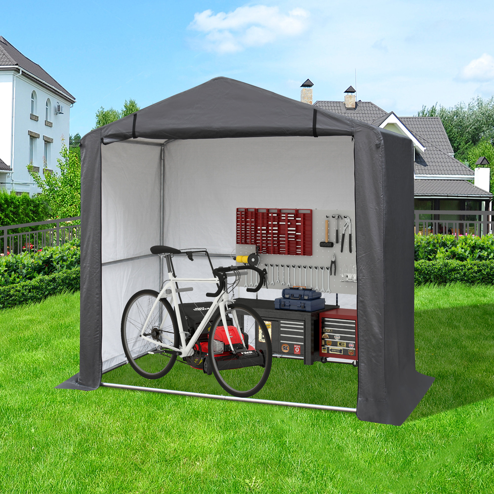 COVERONICS Outdoor Storage Shelter Shed - Portable Storage Tool Shed ...