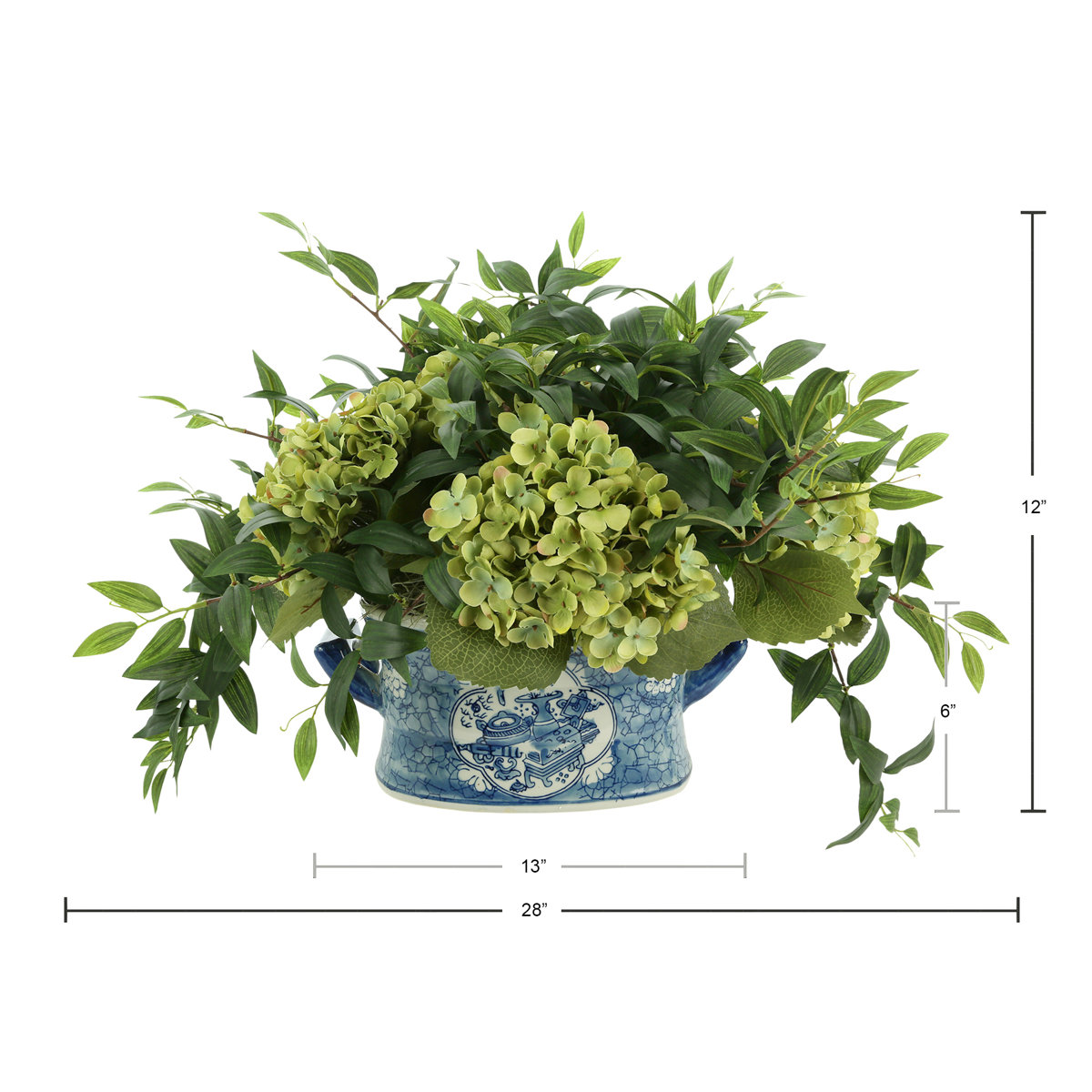 Creative Displays, Inc. Hydrangea and Ruscus Arrangement in Ceramic Pot ...