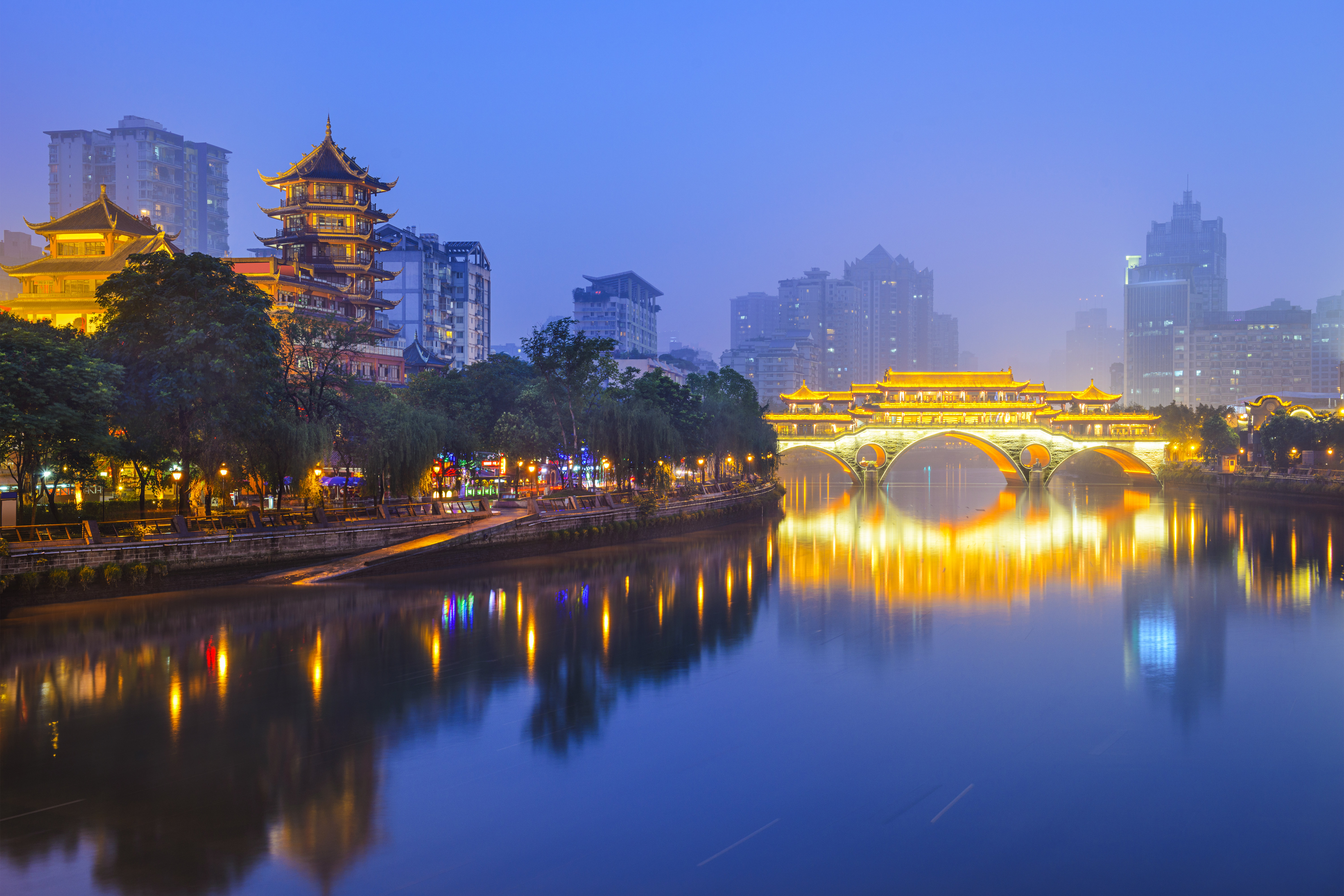 Hokku Designs Chuckie Chengdu Cityscape in China - Wrapped Canvas ...