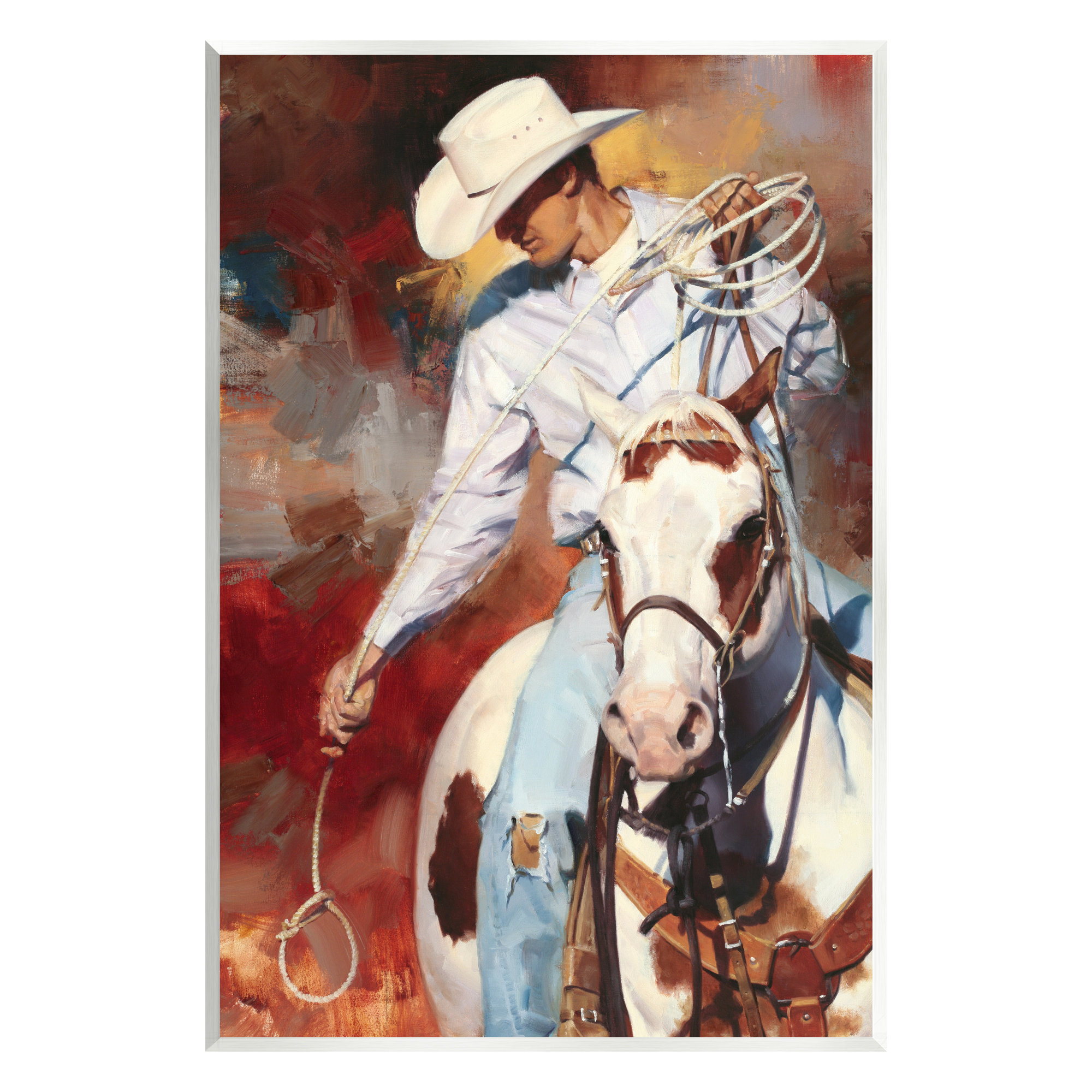 Stupell Industries Ax-159-Wood Cowboy & Lasso Painting On MDF by Julie ...