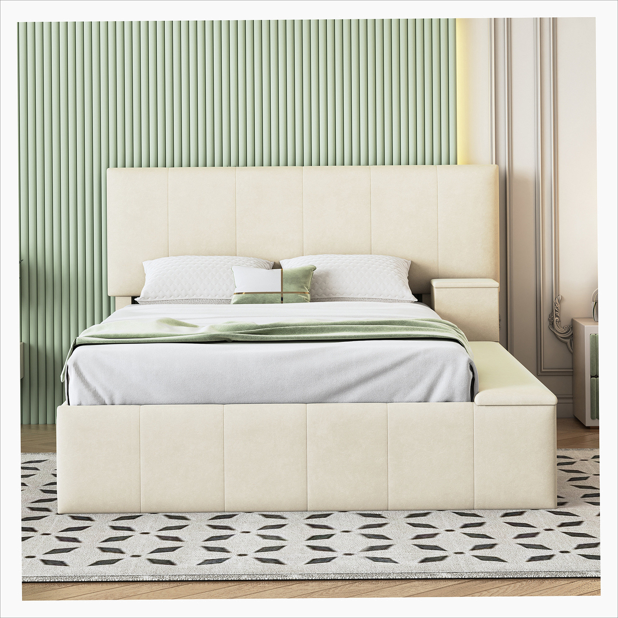 Hokku Designs Upholstered Platform Bed with Lateral Storage ...