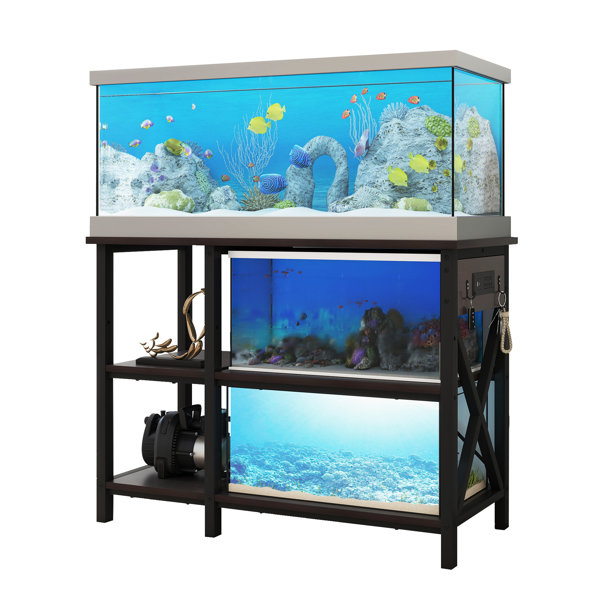 Ebern Designs 40-50 Gallon Metal Aquarium Stand Fish Tank Stand with 3 ...