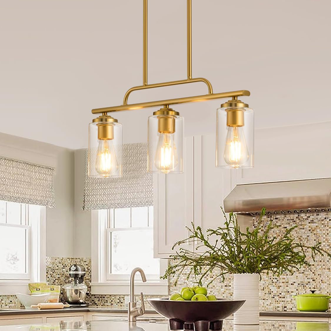 Fleur De Lis Living Modern Gold Linear Chandelier For Kitchen Island ...