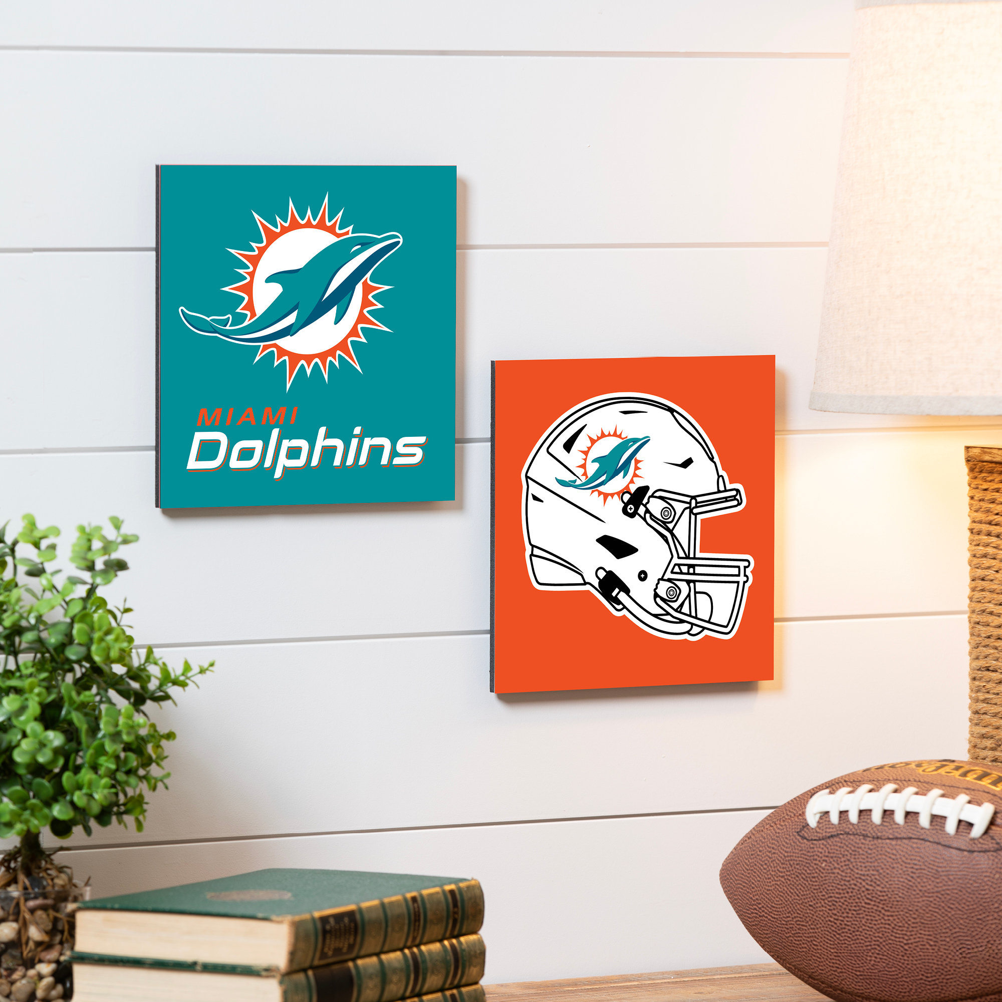 Evergreen Enterprises, Inc Miami Dolphins Moveable Wall Tile Signs- 2 ...