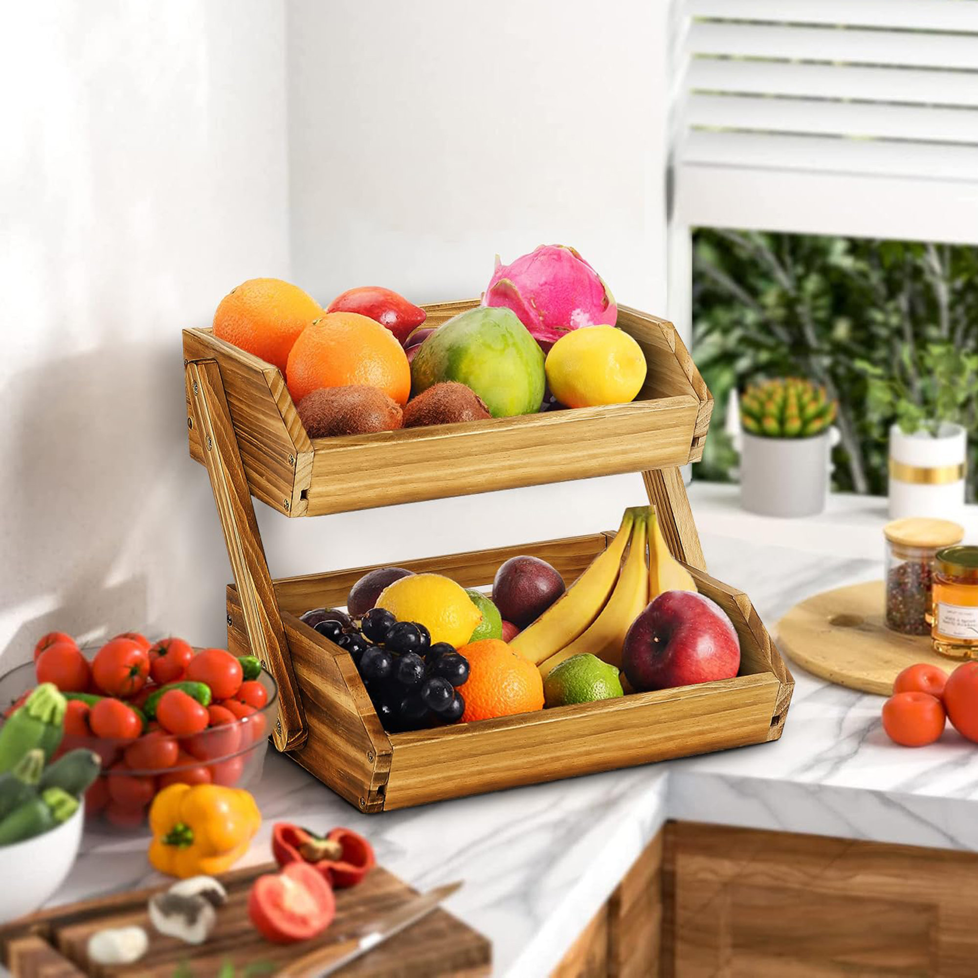 Red Barrel Studio® Chanett Pine Wood Fruit Basket | Wayfair