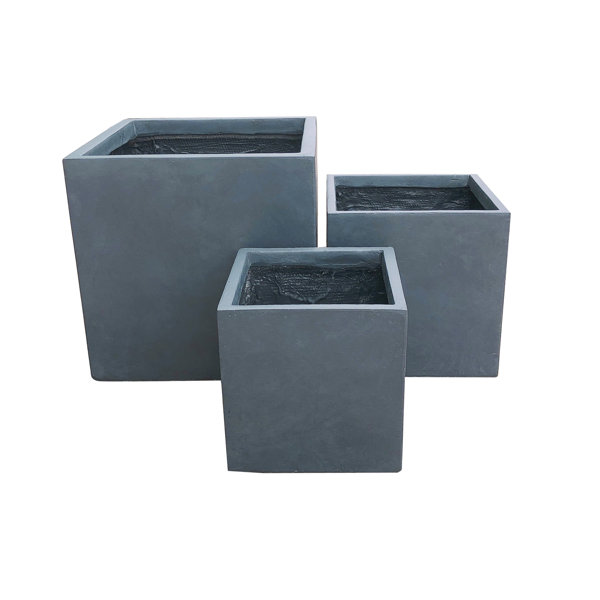 Latitude Run® Kante 3 Piece Lightweight Concrete Modern Square Outdoor ...