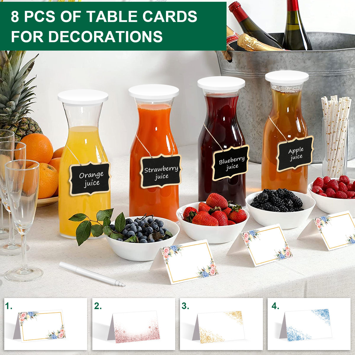 Winston Porter Juice Glass Carafe with lids 4pc Mimosa Bar, 1L Juice ...