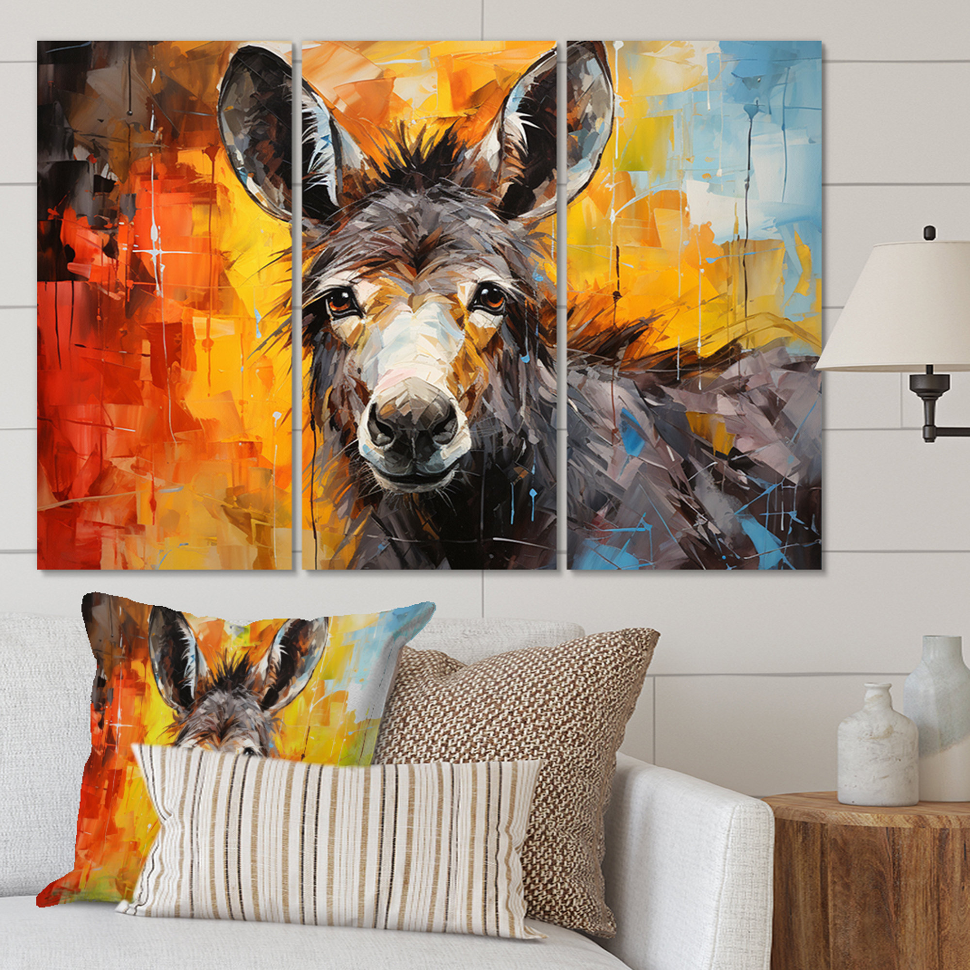 Design Art Grey Donkey Gentle Companion Collage - Animals Metal Wall ...
