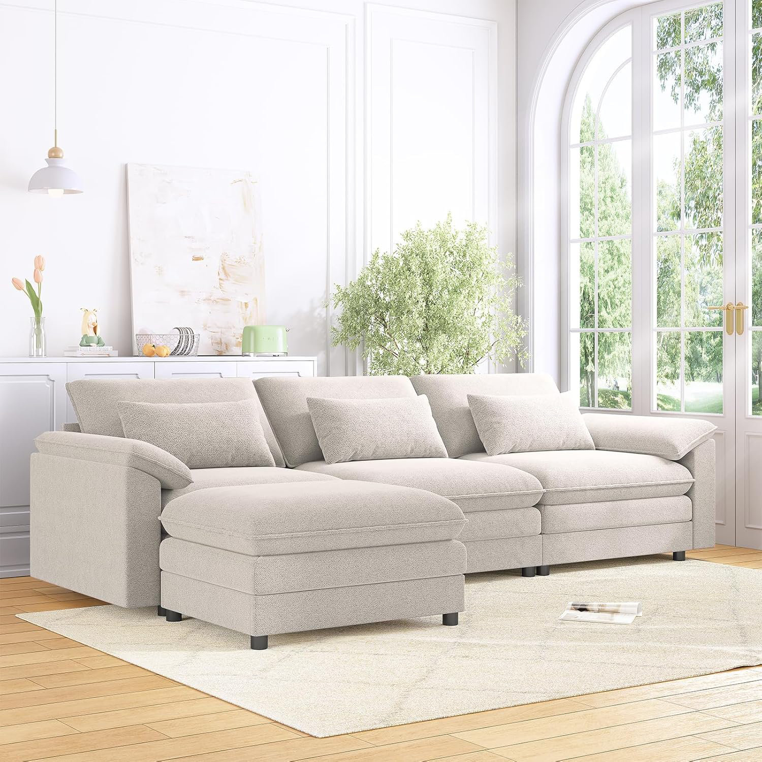 Ebern Designs Canapé en L de 117 po avec repose-pieds mobile Ebern ...