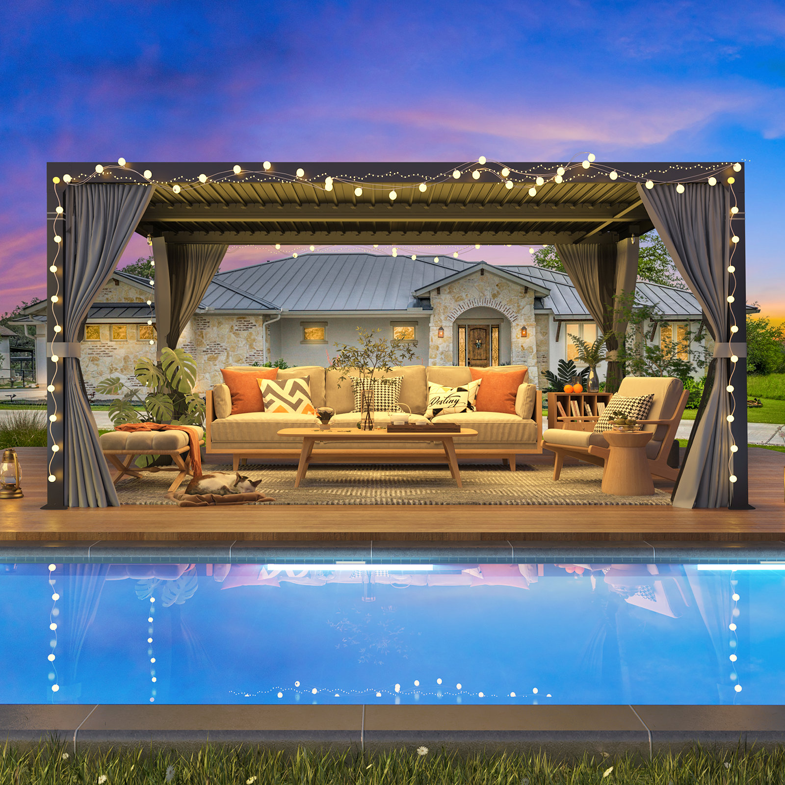 Erommy Outdoor Pergola, Louvered Pergola, Aluminum Pergola for Patio ...