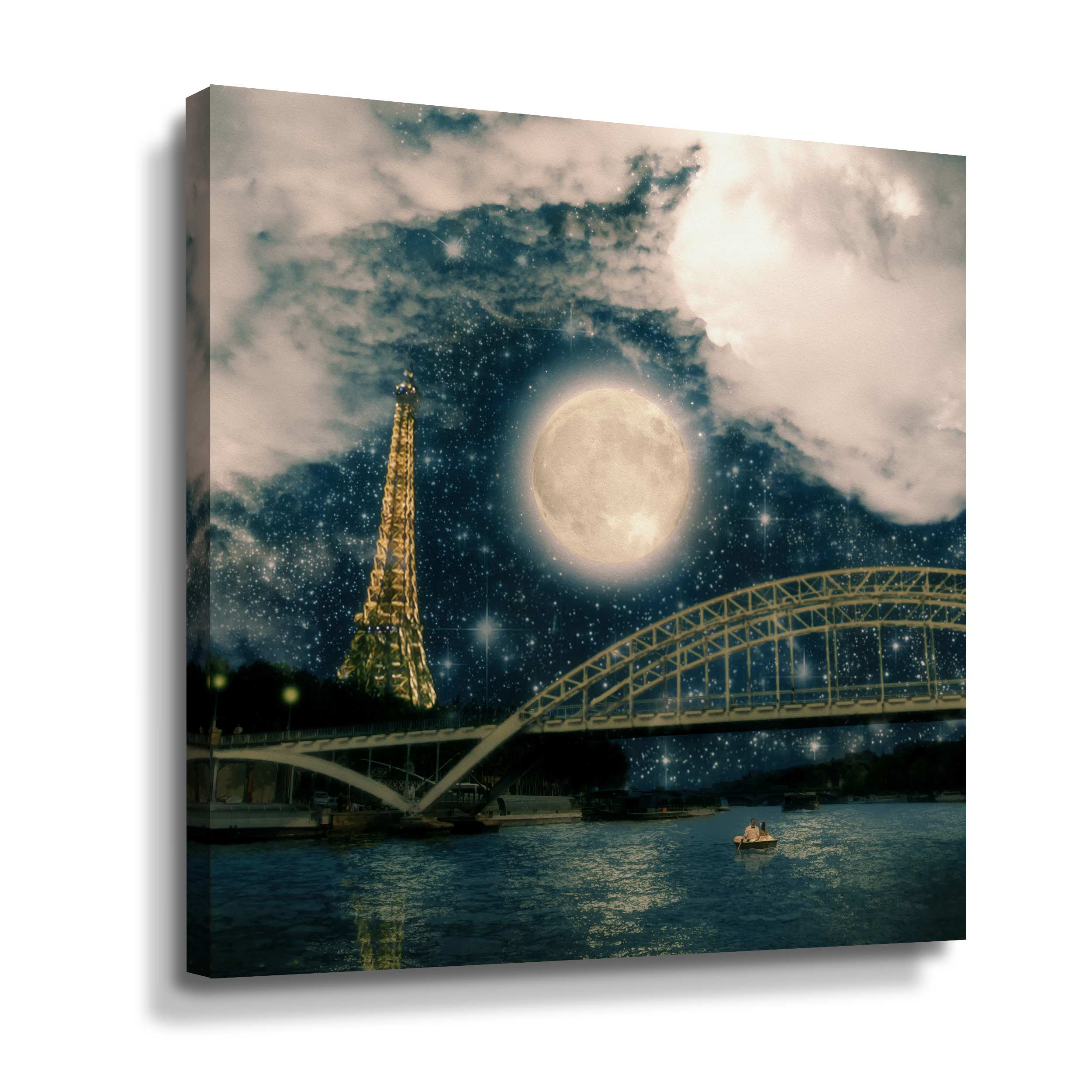 Ebern Designs One Starry Night In Paris Gallery Wrapped Floater-Framed ...