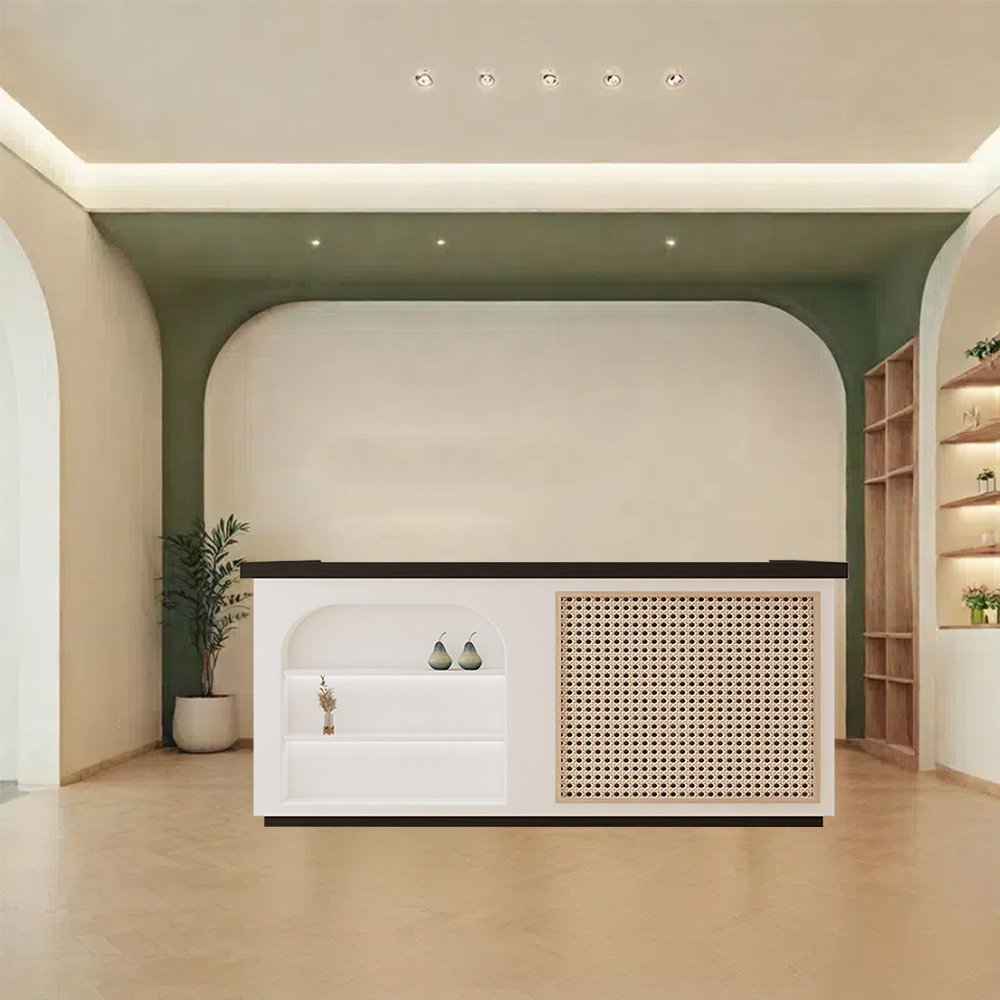 OX Art Reception Desk 86.61-inch Vintage Style Front Desk, Checkout ...