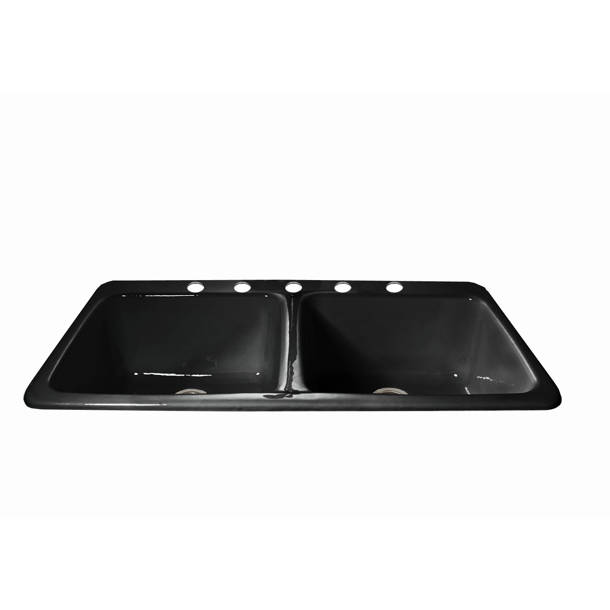 CECO Big Corona 43'' L Undermount Double Bowl Cast Iron Kitchen Sink ...