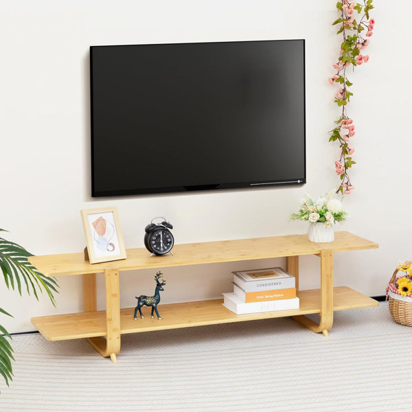 Latitude Run® Bamboo TV Stand With Storage For Tvs Up To 65'', Modern ...