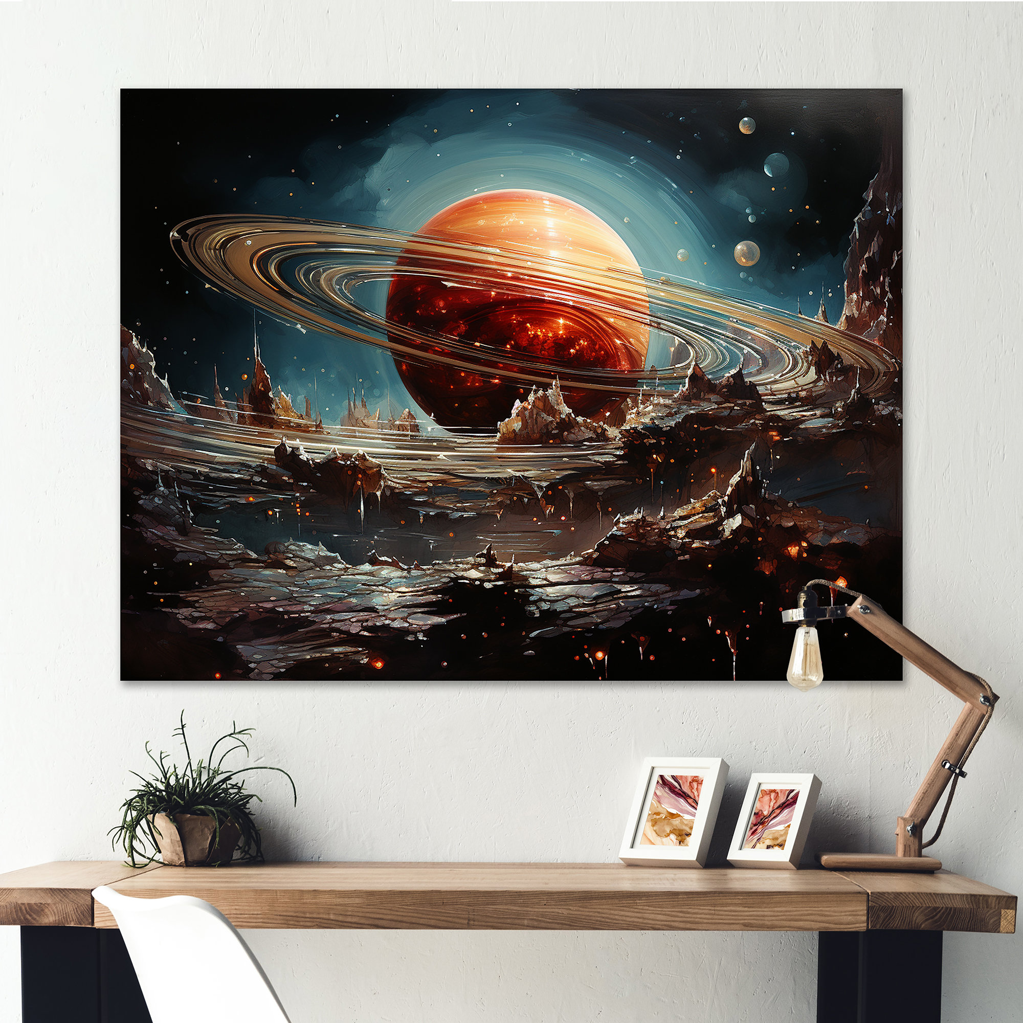 Design Art Saturn Ruby Rings Galactic Elegance - Our Solar System Wall ...
