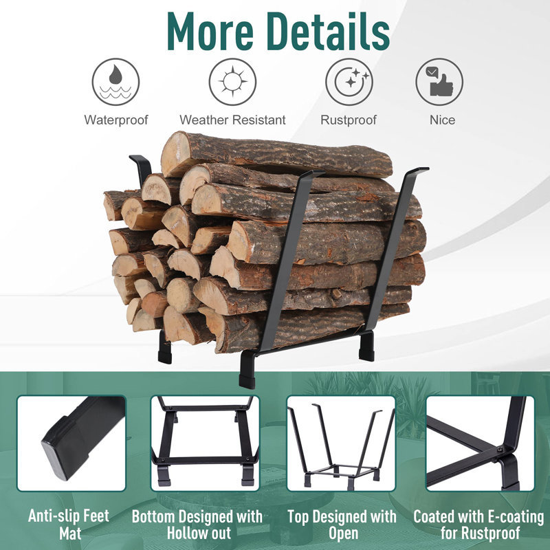 Winston Porter Abhijith Decorative Indoor/Outdoor Firewood Log Rack ...