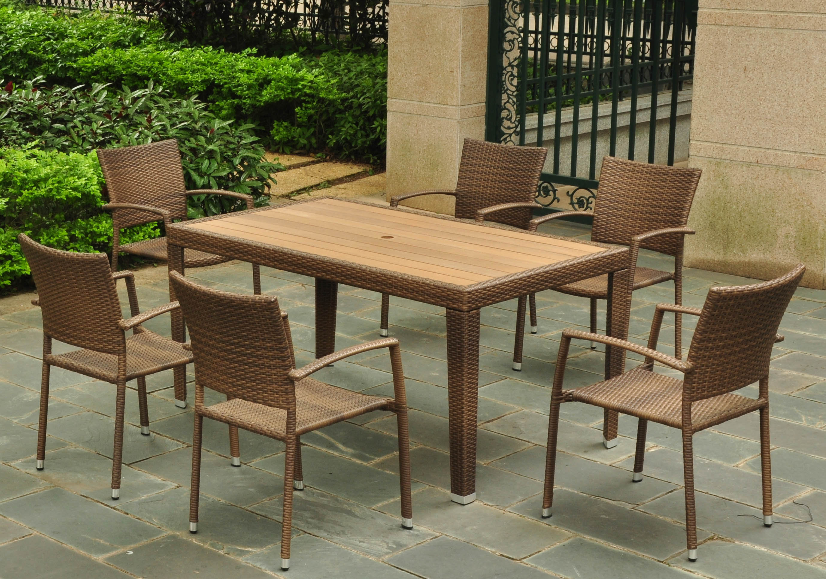 Wade Logan® Brade 7 Piece Wicker Resin Patio Dining Set | Wayfair