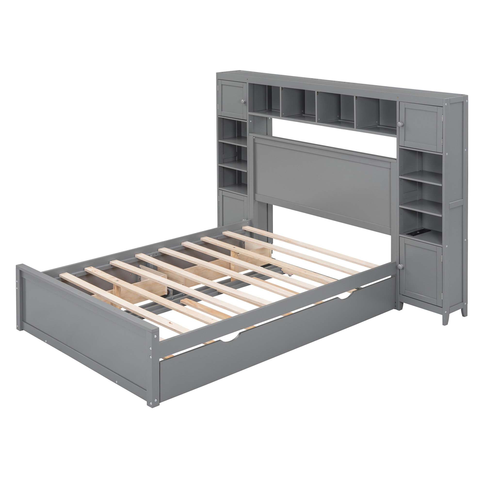 Lark Manor™ Versatile Wooden Bed With Integrated Storage And Socket ...