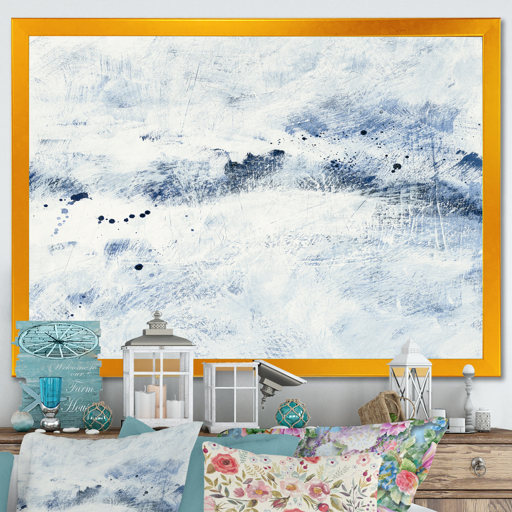 East Urban Home 'Blue Wipe Out' Picture Frame Print on Canvas - Wayfair ...