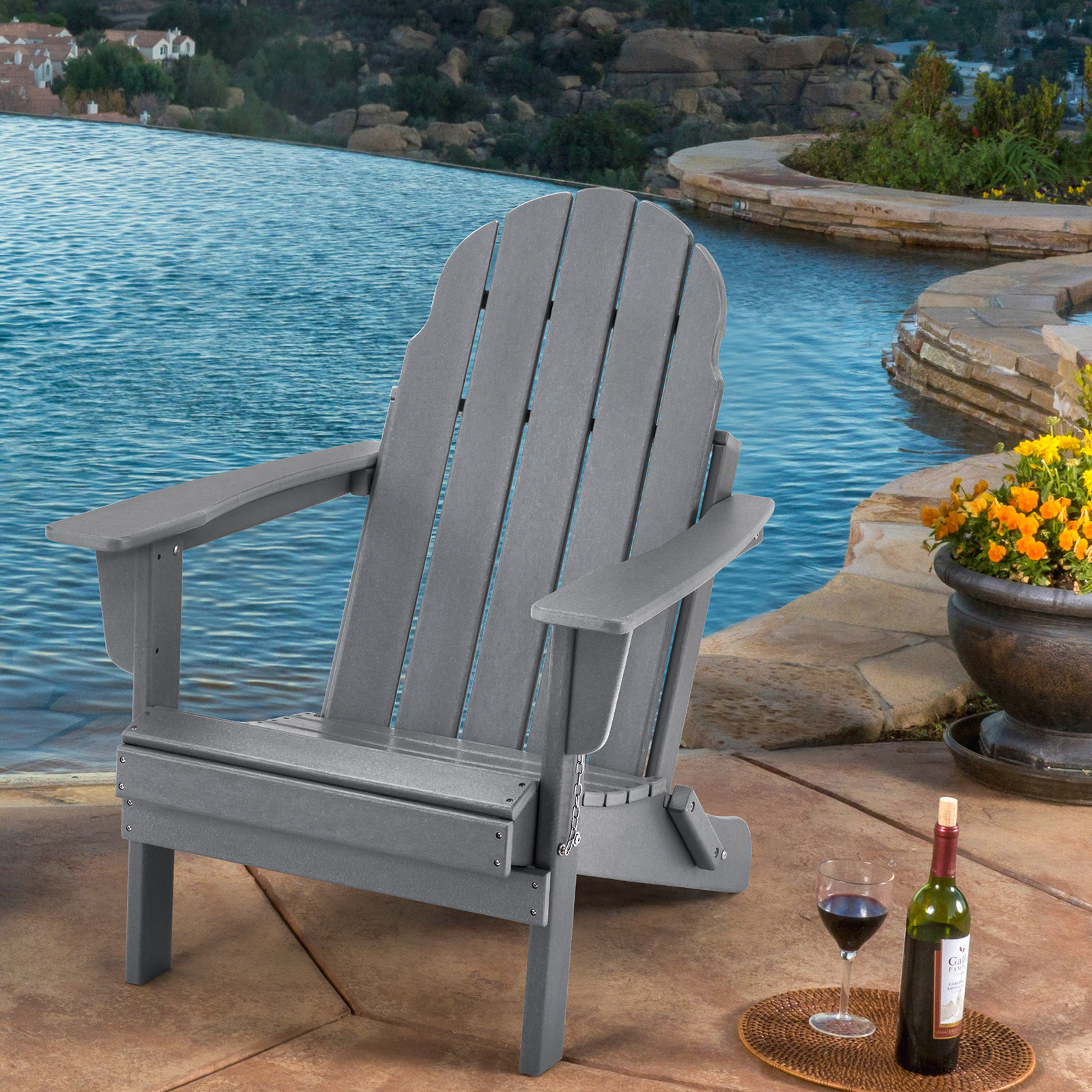 EROMMY Outdoor Adirondack Chair, Polywood Weather Resistant Chair, Fire ...