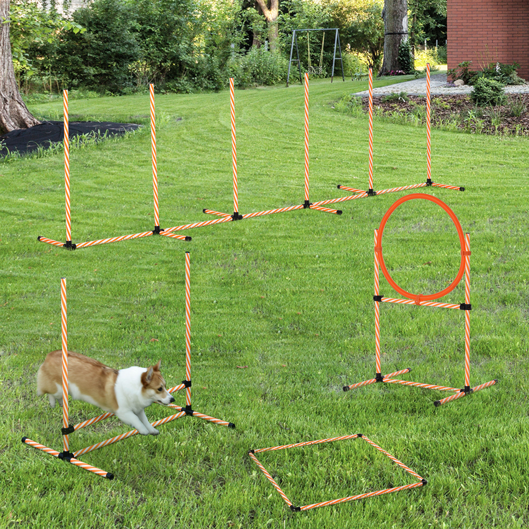 Pawhut Pet Agility Training Set Hurdle for Dog Obstacle Exercise with ...