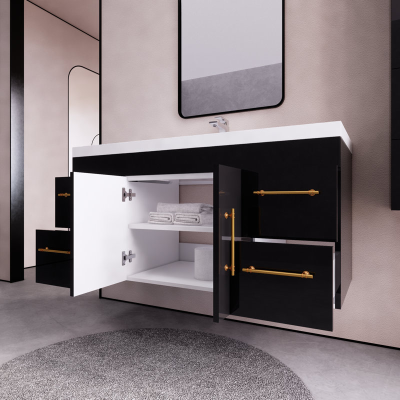 Brayden Studio Bastos 47" Wall-Mounted Single Bathroom Vanity Set | Wayfair