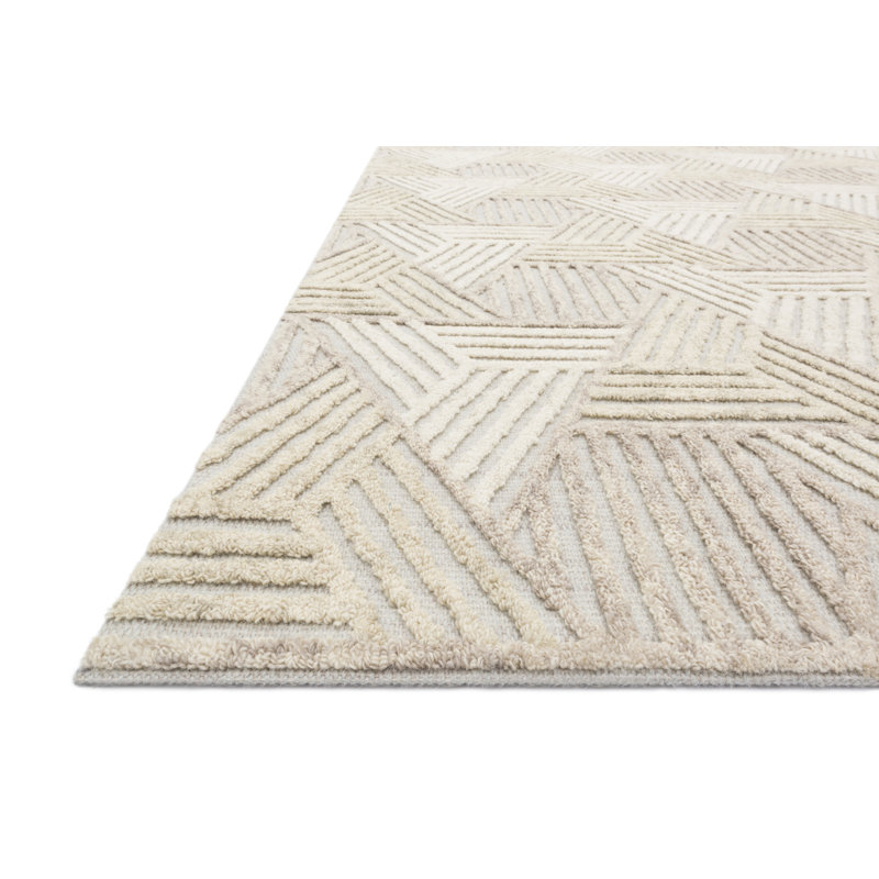 Wade Logan® Lashawndra Geometric Hand Tufted Wool Oatmeal/Ivory Area ...