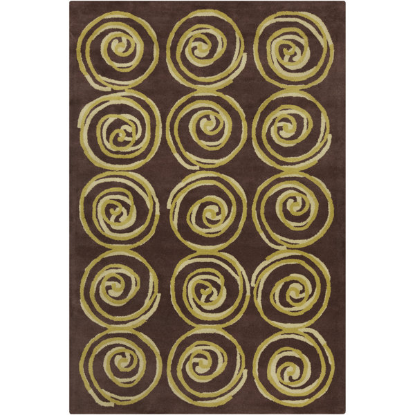 Wade Logan® Allie Authentic Handmade Hand-Tufted Green & Brown Spiral ...