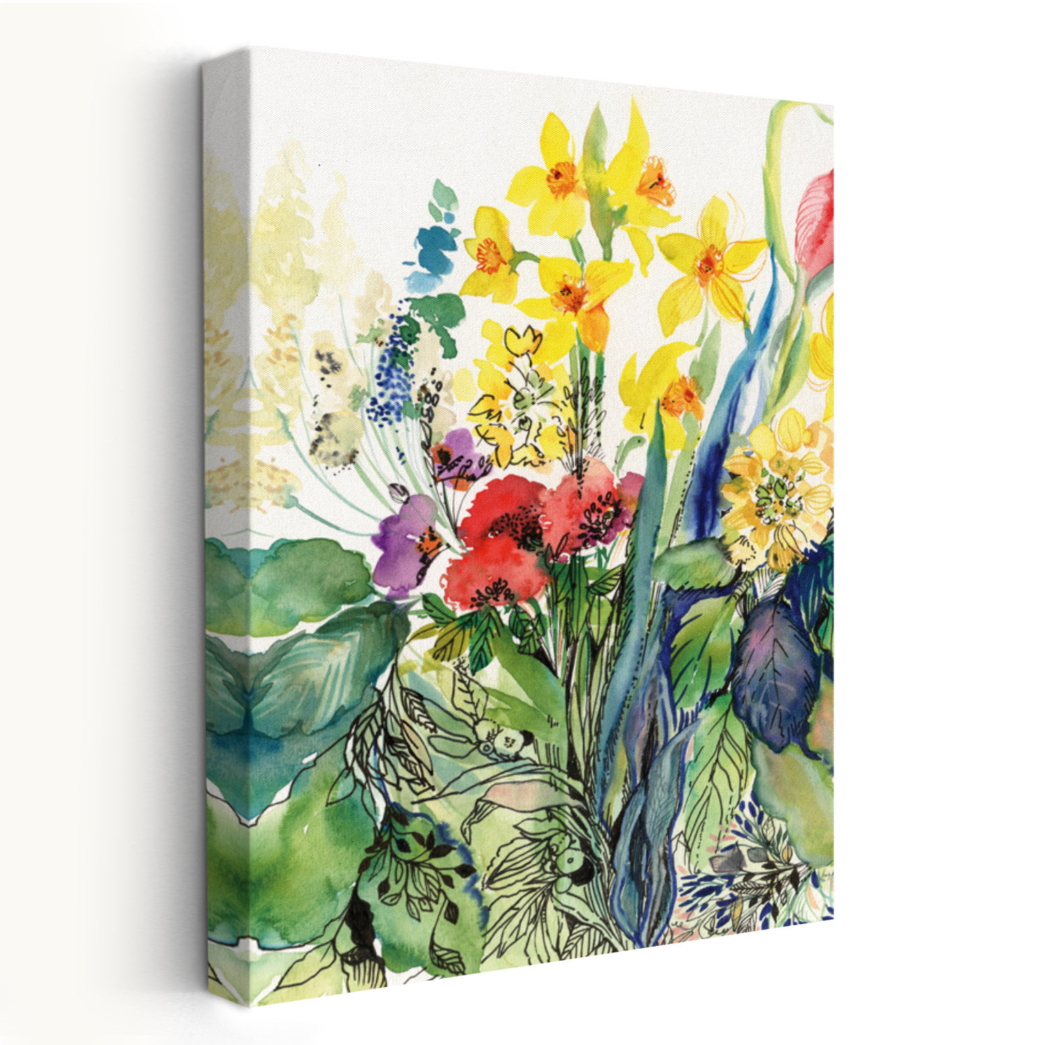 Dakota Fields Garden Burst - Bloom Blue Floral Flower Art - Wayfair Canada