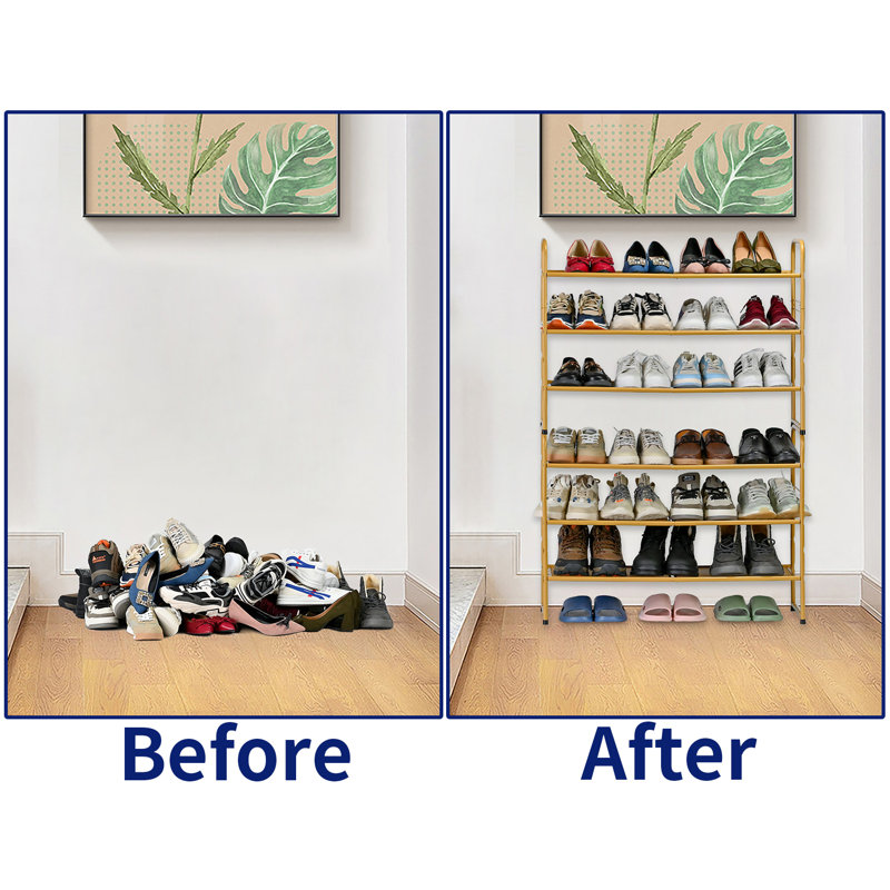 Hokku Designs 32'' Wide 3-Tier Metal Mesh Shoe Rack for Closet ...