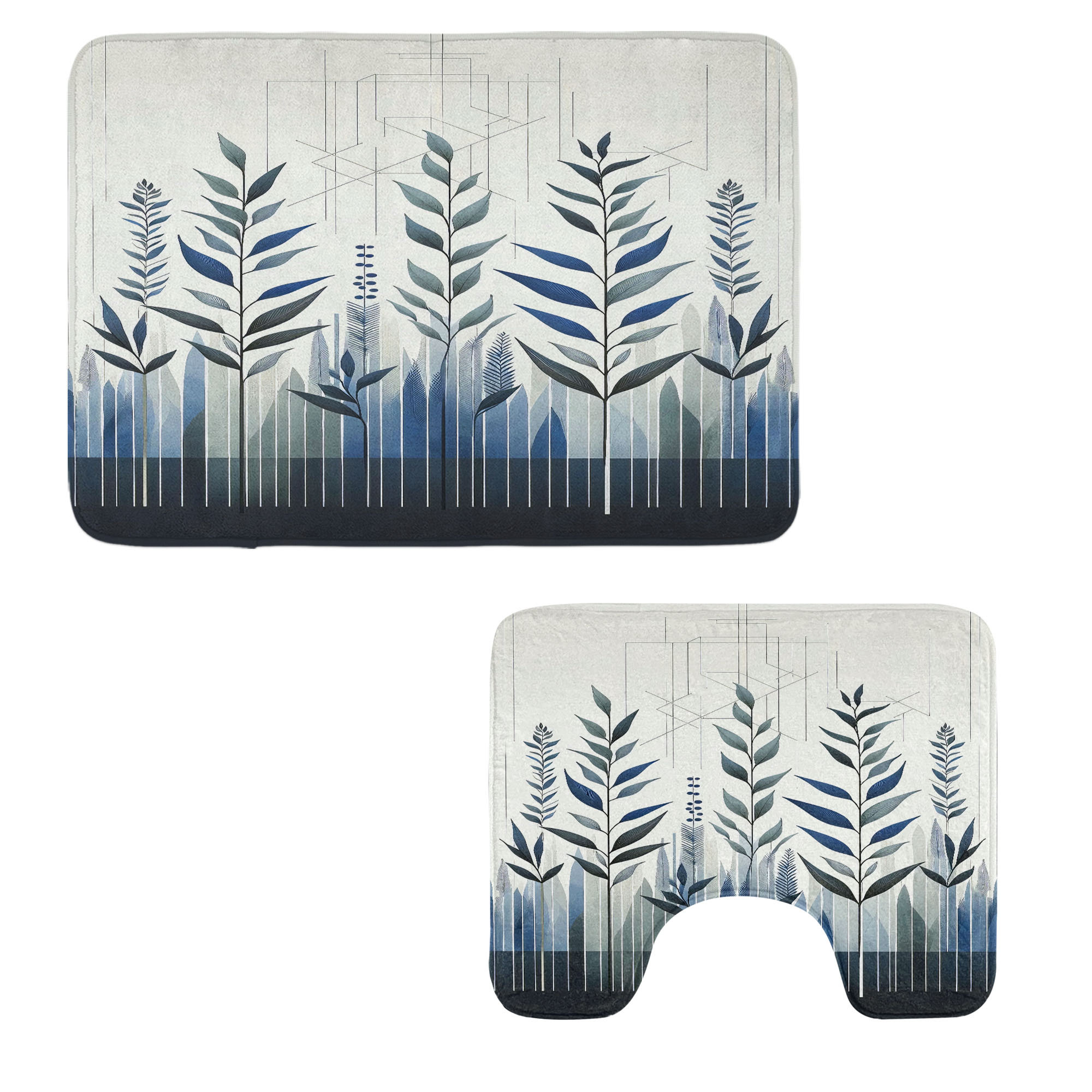 East Urban Home Botanical Bathroom Rug Set 2 Pieces Rectangle & Contour ...