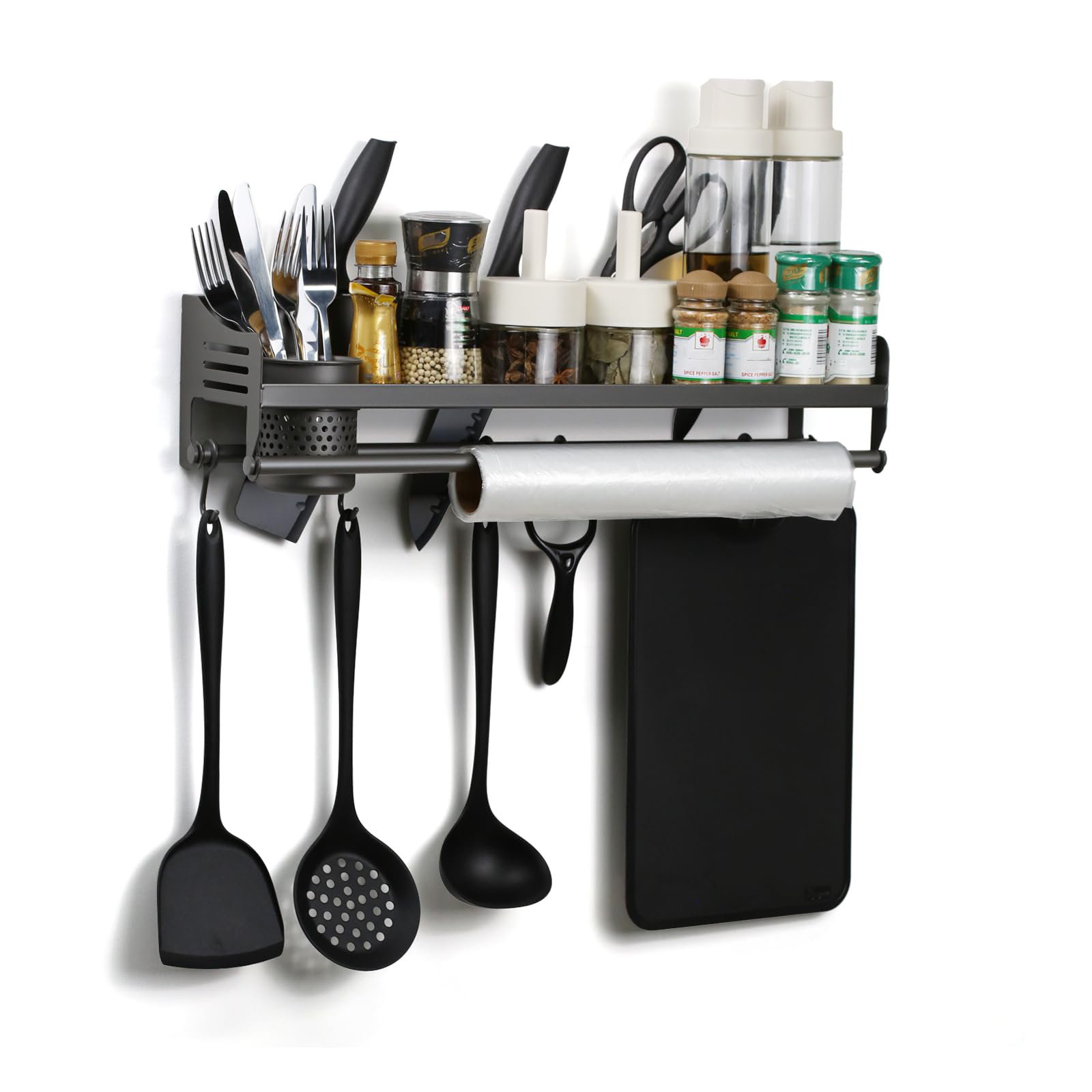 Mint Pantry® Mitchel Wall Mounted Spice Rack Organizer With Hooks ...