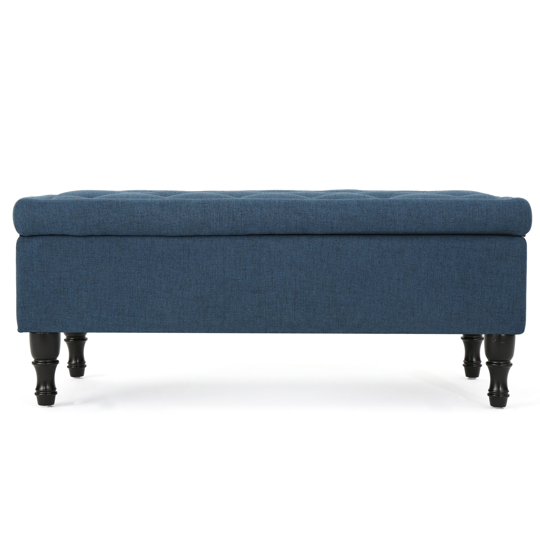 Red Barrel Studio® Comfy Storage With Dark Wooden Legs - Navy Blue ...