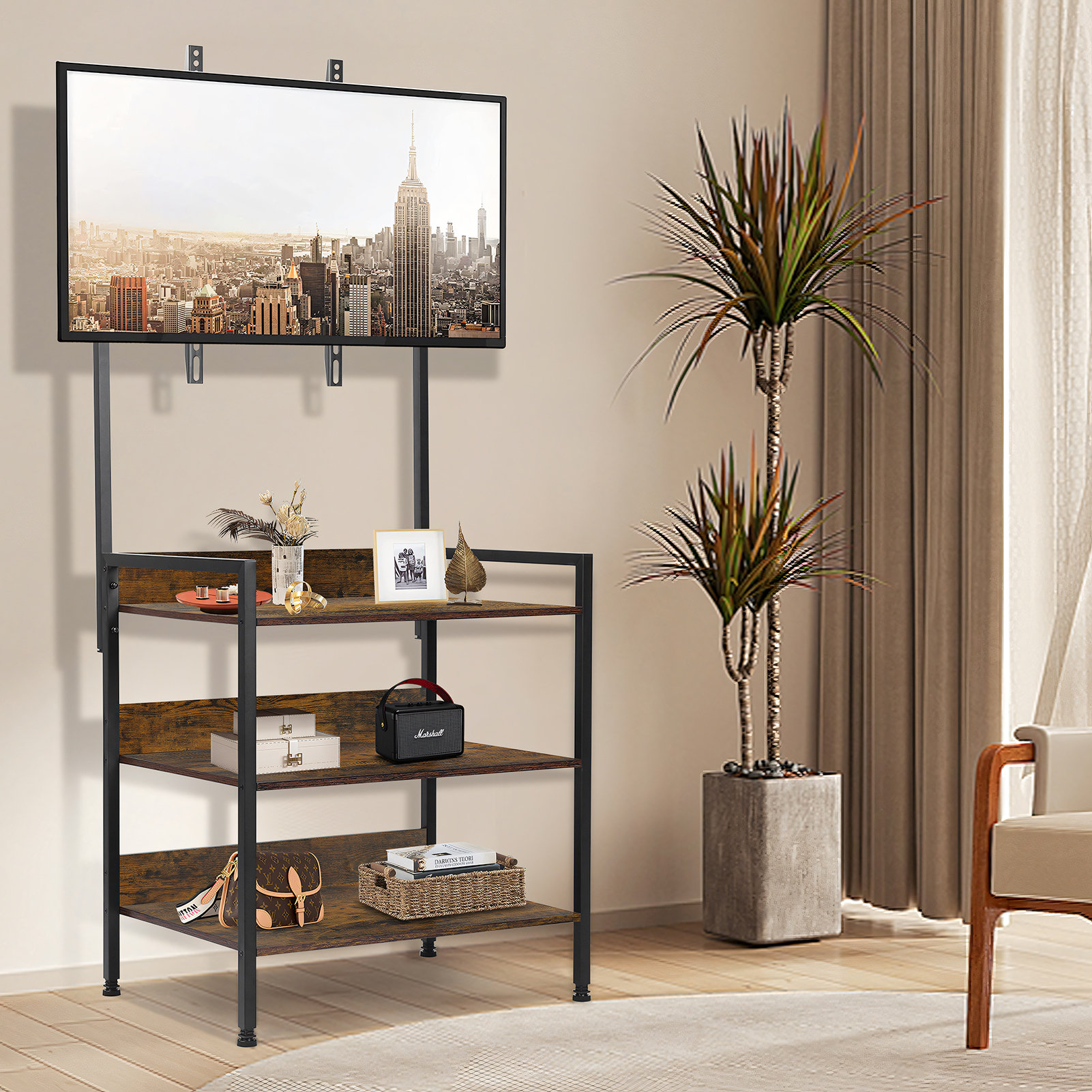 17 Stories 3 Tier Office Ammann With Open Storage, TV Console Unit With ...