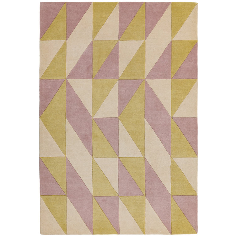 Ebern Designs Jessamine Hand Tufted Wool Yellow/Pink Rug | Wayfair.co.uk