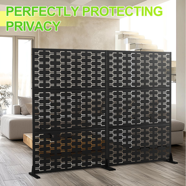 UFURYRIDE 72" H x 47" W Metal Privacy Screen, Outdoor Privacy Screens ...