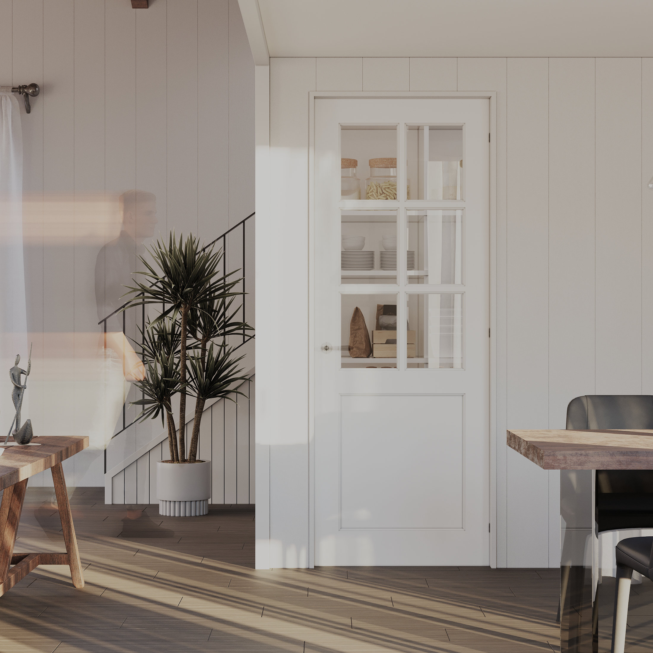 ARK DESIGN 6-Lite Interior Transparent Glass Doors White Solid ...