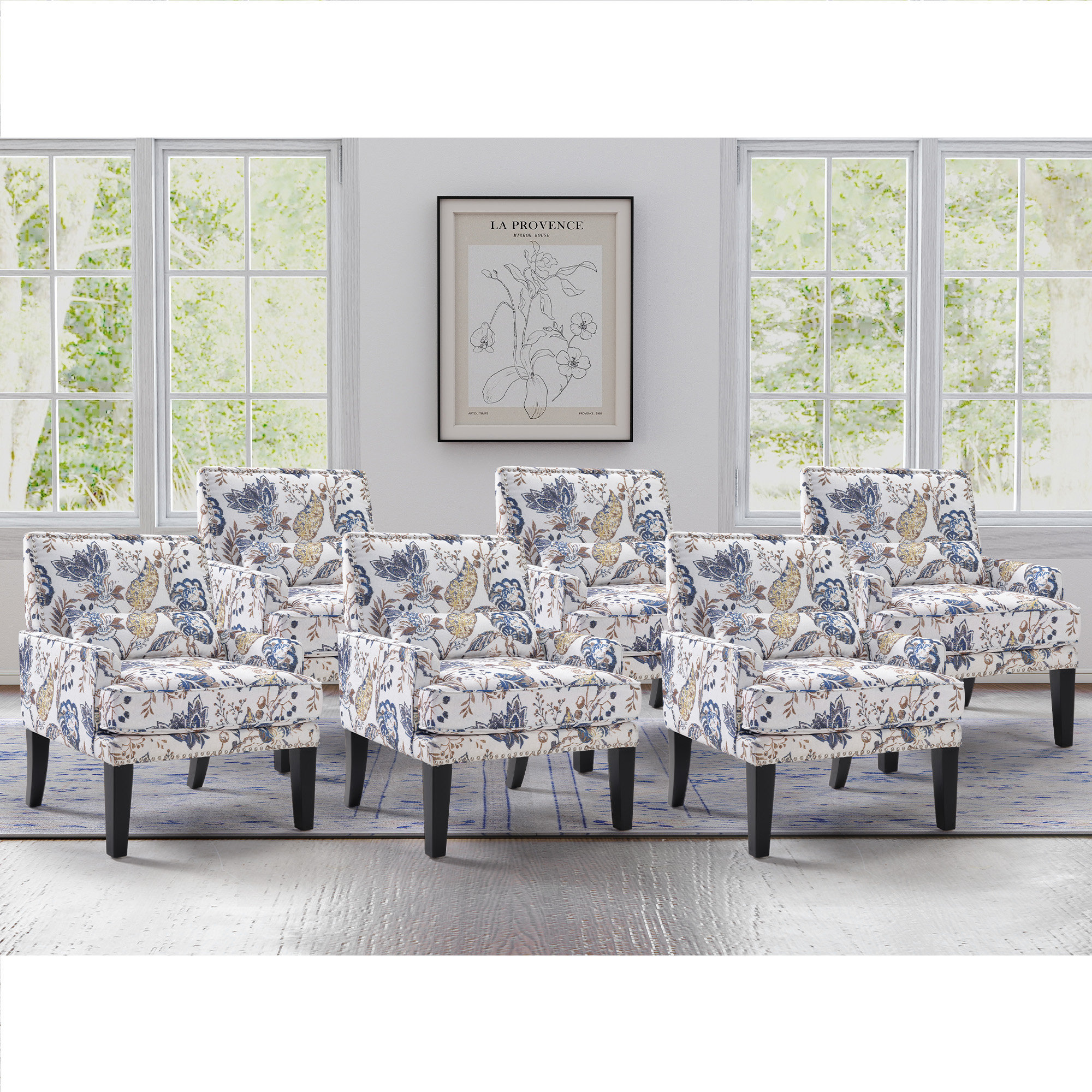 Winston Porter Marchan 28.7'' Wide Vintage Floral Soft Upholstered Fabric Armchair with Nailhead ...