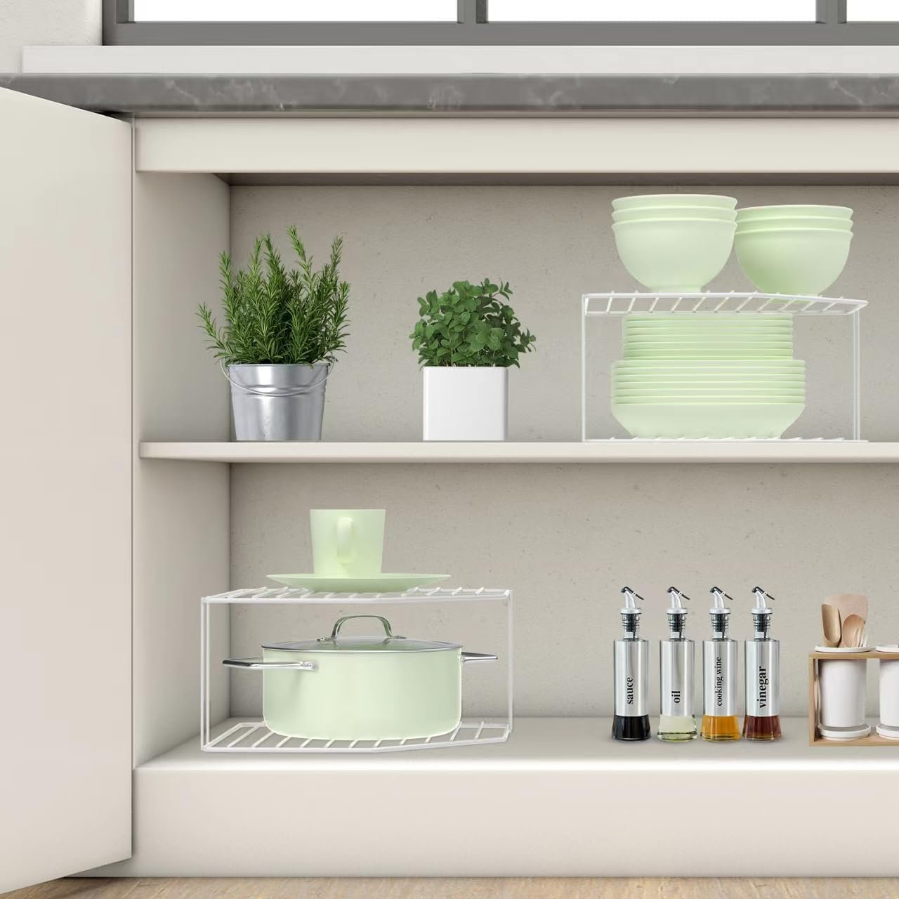 Rebrilliant 2Pcs 2-Tier Corner Stackable Organizer Shelf For Kitchen ...