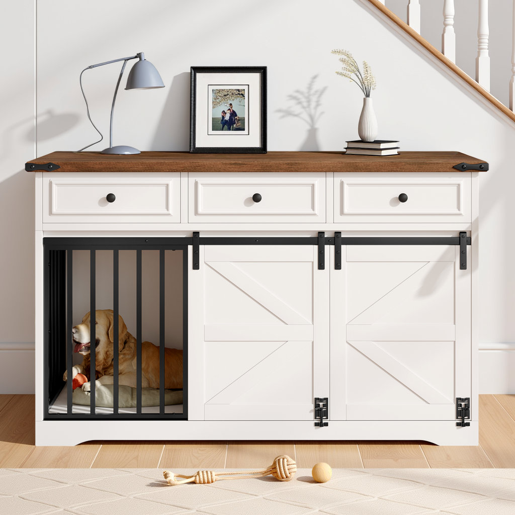Tucker Murphy Pet™ Dog Crate Furniture with 3 Storage Drawers, Sliding ...