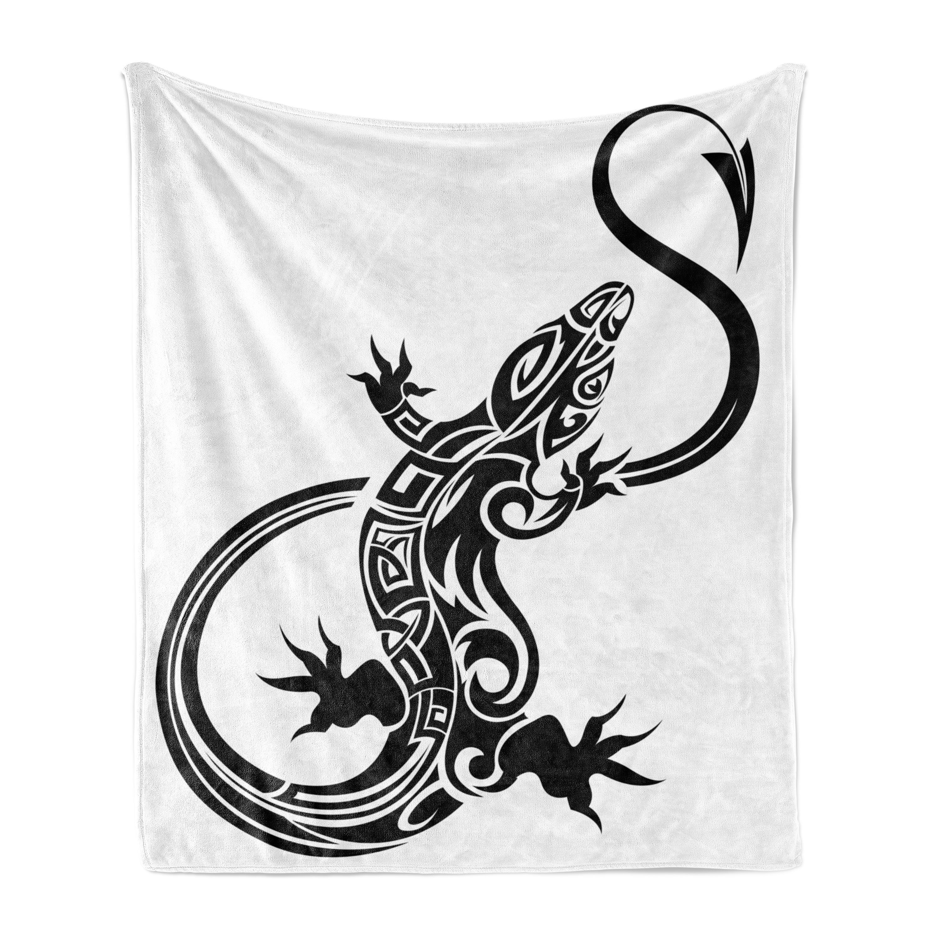 Ambesonne Iguana Fleece Throw Blanket Lizard Silhouette Design Black ...