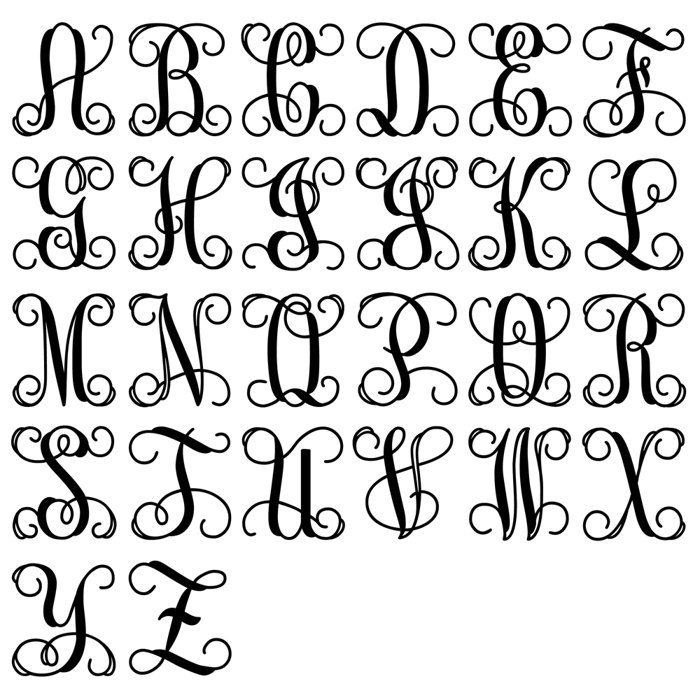 aMonogramArtUnlimited Wooden Vine Script Monogram Letter Wall Decor ...