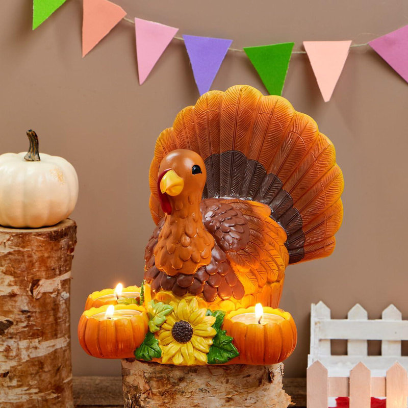 The Holiday Aisle® Thanksgiving Turkey Candle Holders, Tabletop ...