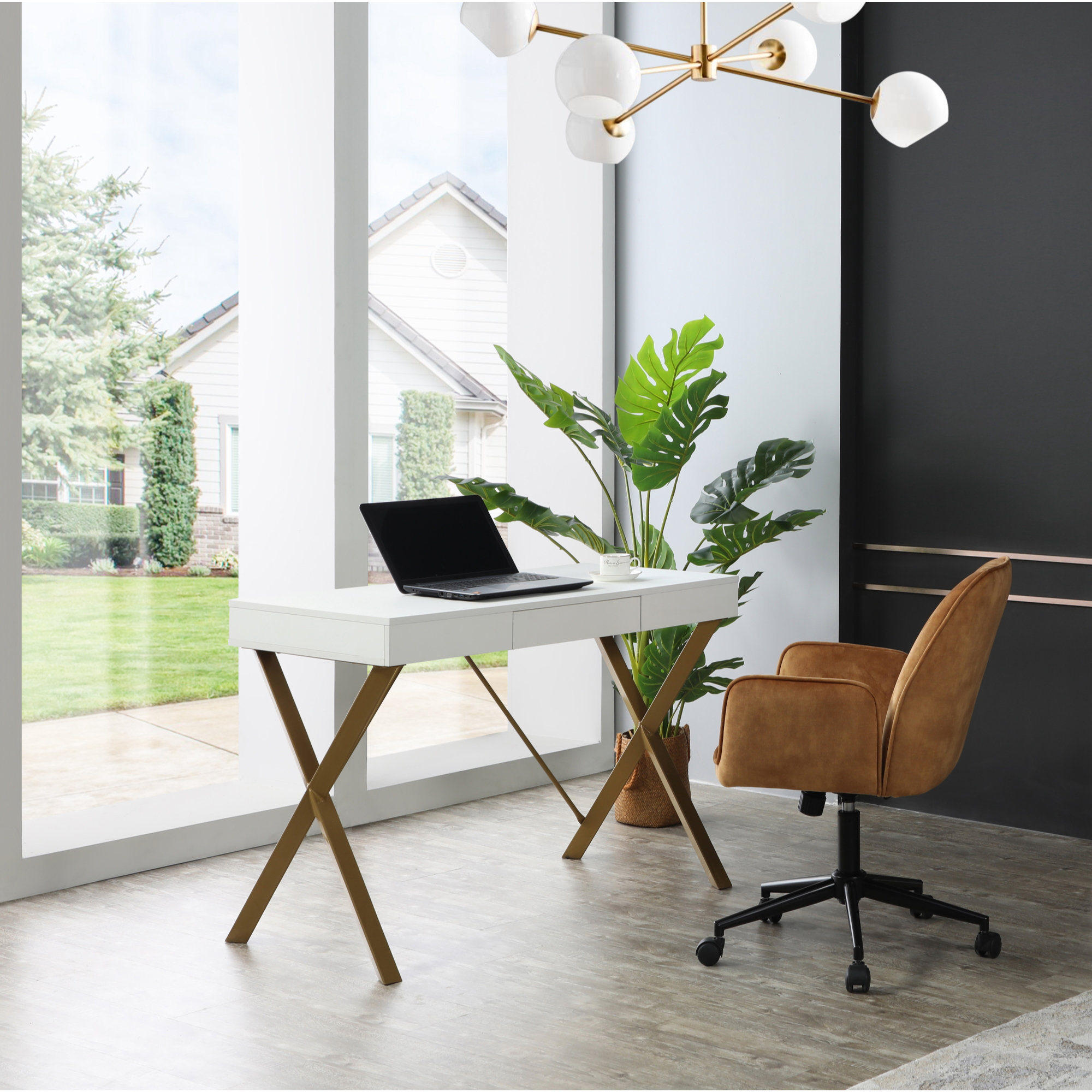 Loft Lyfe X-Leg Desk with a Drawer | Wayfair