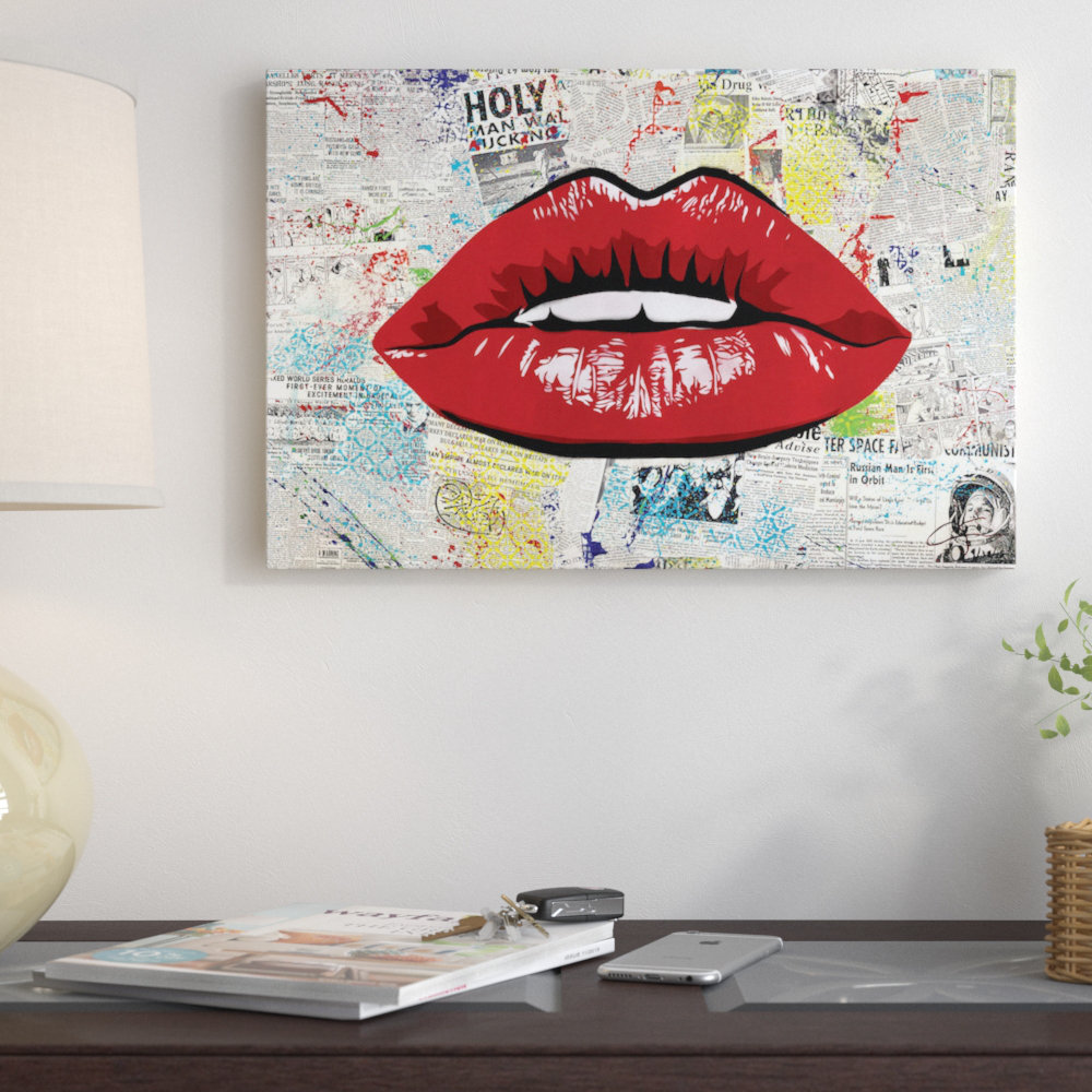 East Urban Home 'First Kiss' Graphic Art Print on Wrapped Canvas | Wayfair